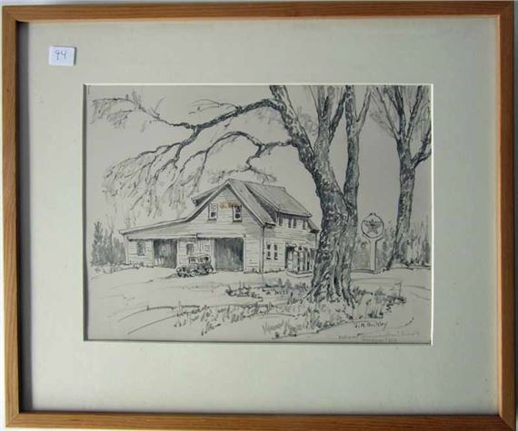 John F. Buckley | John F. Buckley pencil drawing of a barn | MutualArt