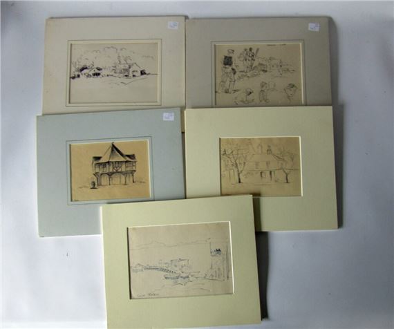 William Dow | Lot of 5 William Dow pen and inks | MutualArt