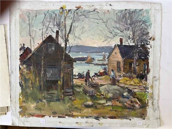 Carl William Peters | Carl W. Peters oil on canvas harbor scene | MutualArt
