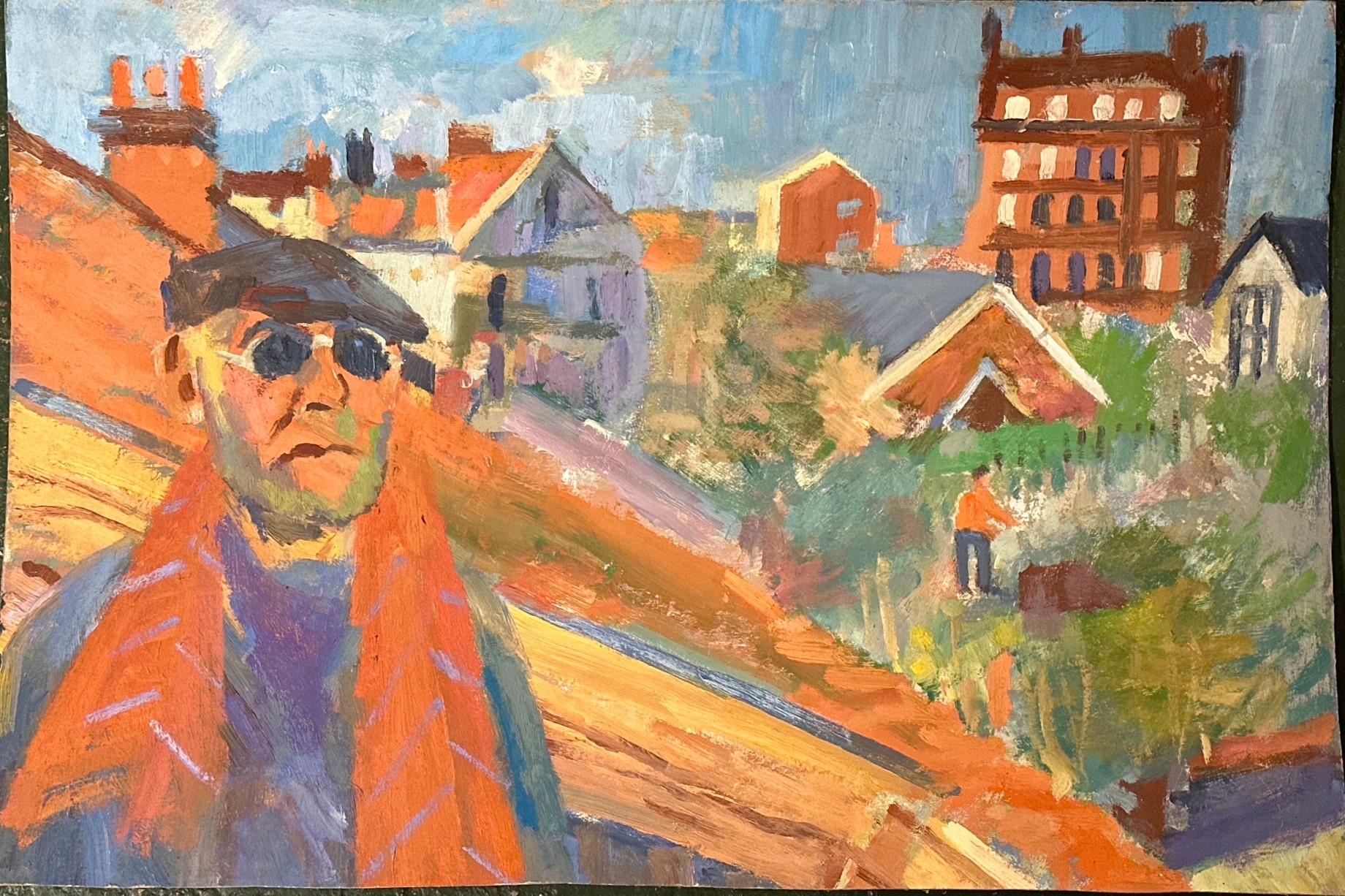 Derek Inwood | Townscape with figures | MutualArt