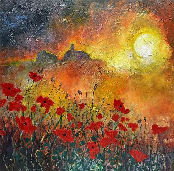 Ann Lamb | Sunset over the Poppy Field | MutualArt