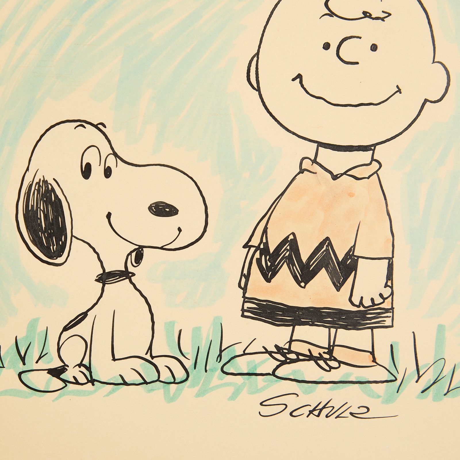 Charles Schulz | Charles Schulz Drawing of Charlie Brown & Snoopy ...
