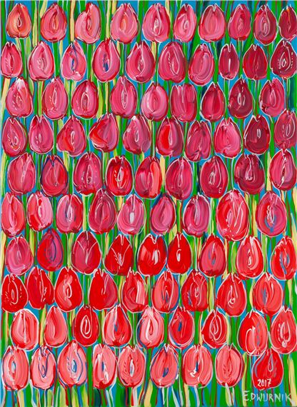 Edward Dwurnik | Pink Tulips (2017) | MutualArt