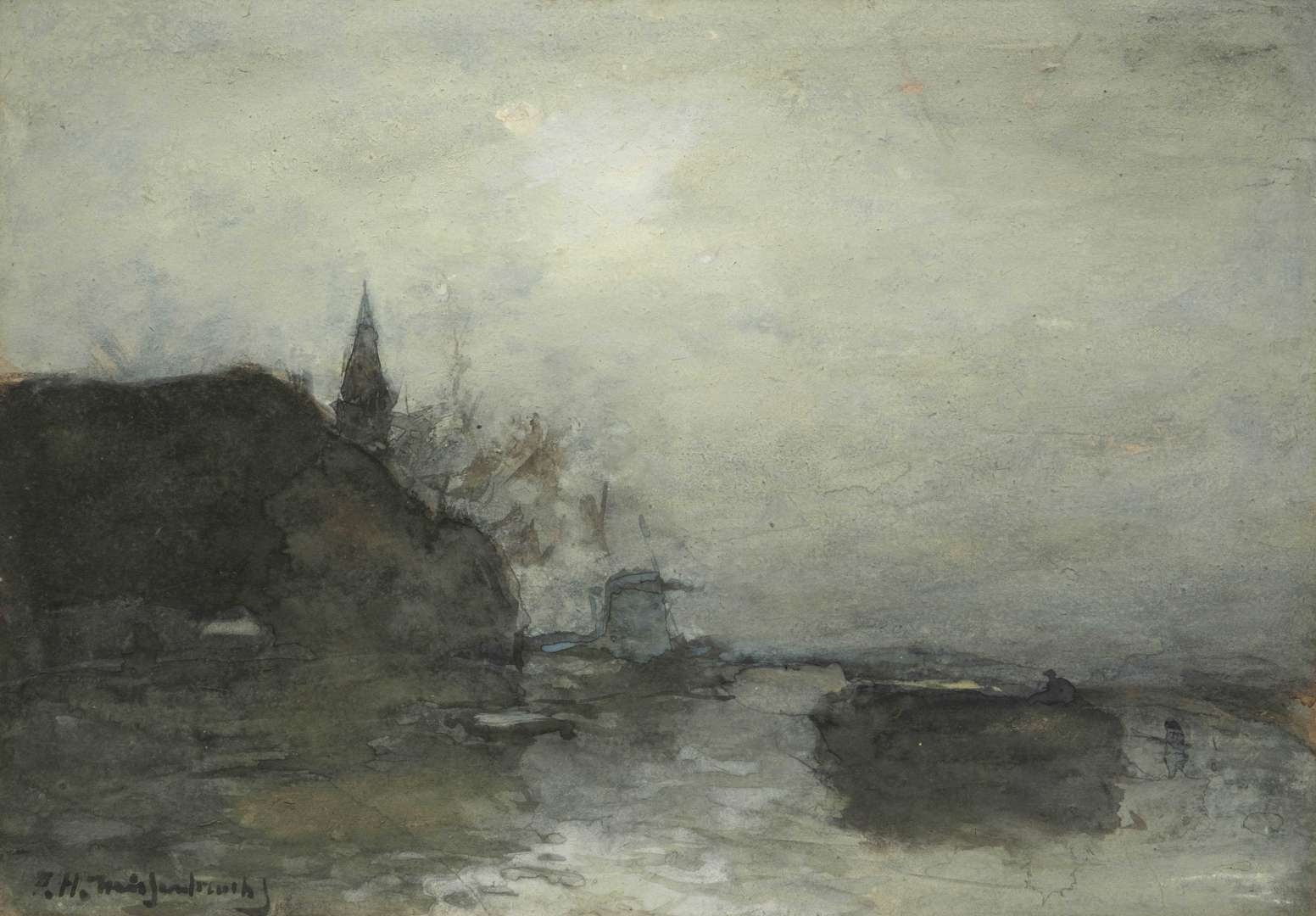 Johan Hendrik Weissenbruch | A waterway near Haarlem | MutualArt