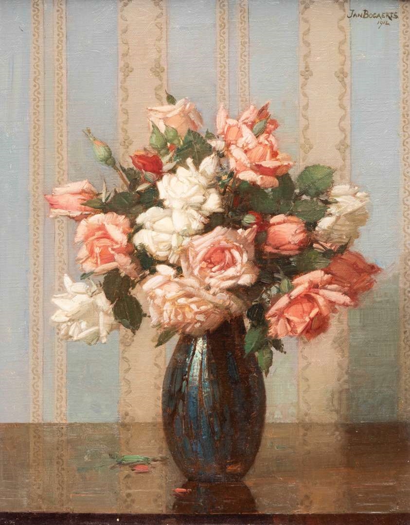 Jan Bogaerts | Anemonen op marmer: a still life with anemones and an ...