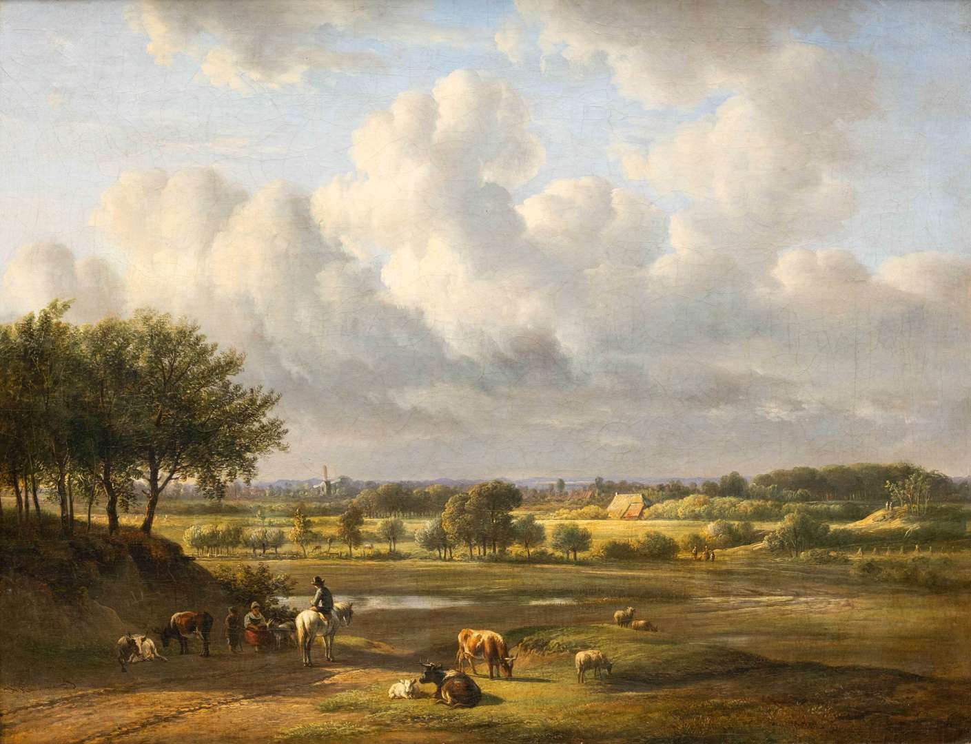 Jan Van Ravenswaay | Resting shepherds with their cattle in a vast ...