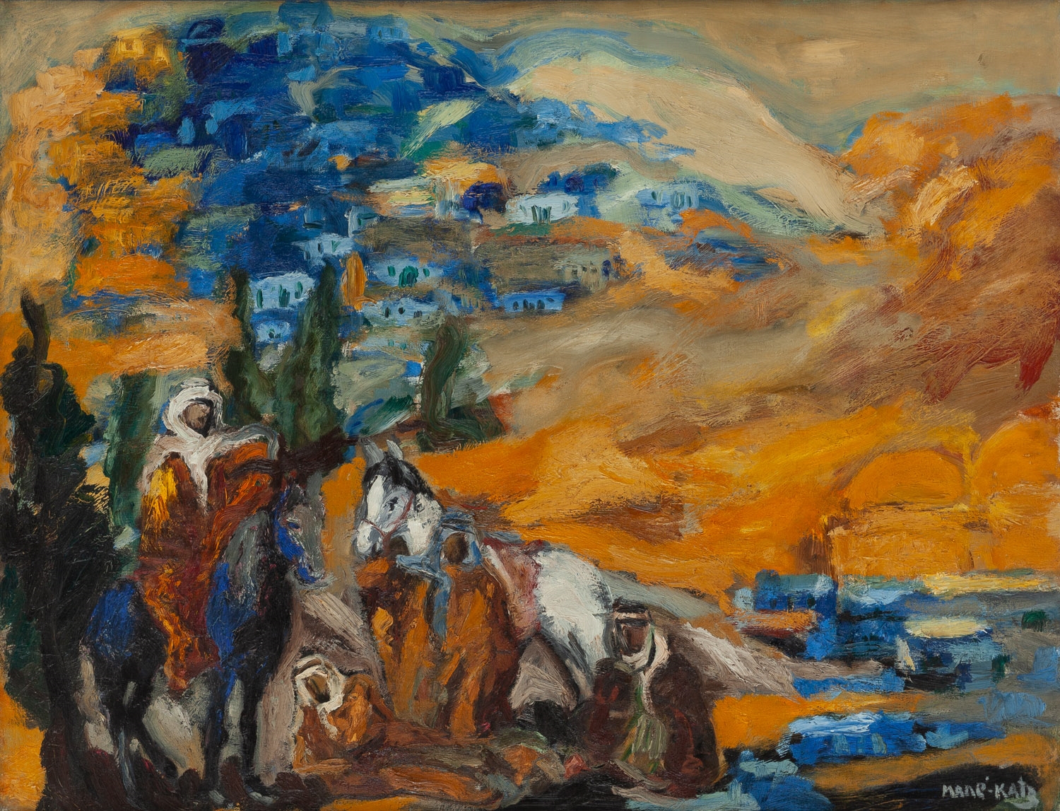 Emmanuel Mané-Katz | Bedouins and a view of Jerusalem | MutualArt