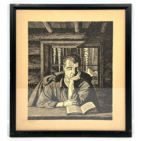 Rockwell Kent | Man Reading in a cabin | MutualArt