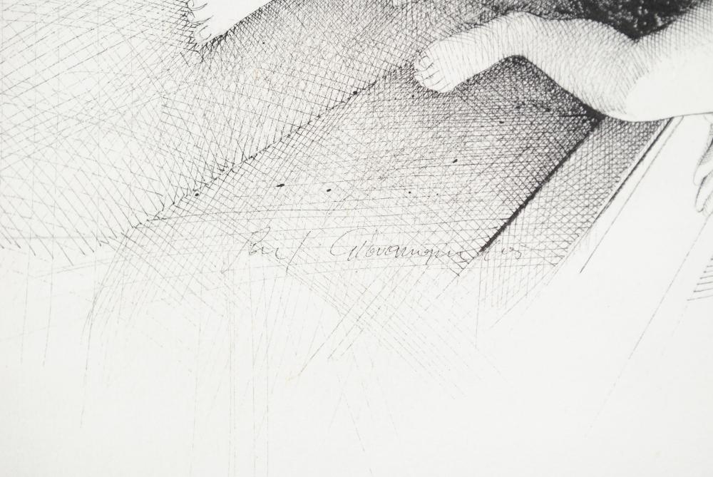 Paul Giovanopoulos | The other an etching of an interior scene showing ...