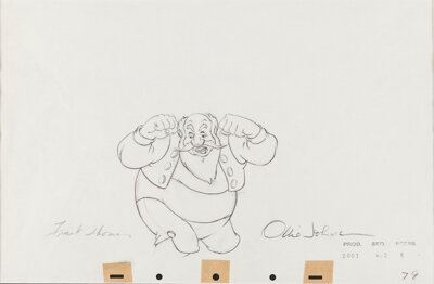 Ollie Johnston | Pinocchio Stromboli Animation Drawing Signed by Frank ...