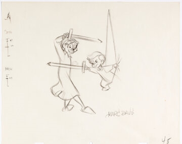Marc Davis | Peter Pan Rare John and Michael Darling Animation Drawing ...