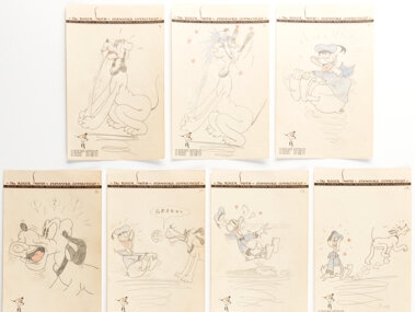 Lester Novros | Donald Duck and Pluto Rough Gag Art by Lester Novros ...