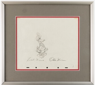 Ollie Johnston | Donald Duck Rough Animation Drawing Signed by Frank ...