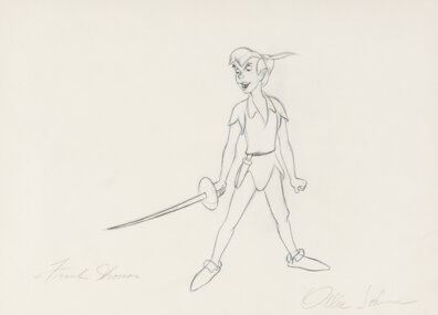 Ollie Johnston | Peter Pan Peter Pan Animation Drawing Signed by Frank ...