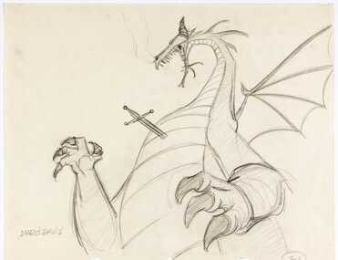 Marc Davis | Sleeping Beauty Maleficent as a Dragon Animation Drawing Signed by Marc Davis (Walt ...