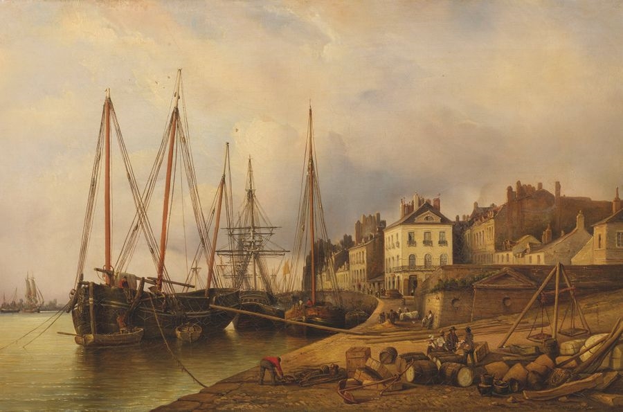 Ferdinand Perrot | Boats at quay and unloading (18) | MutualArt