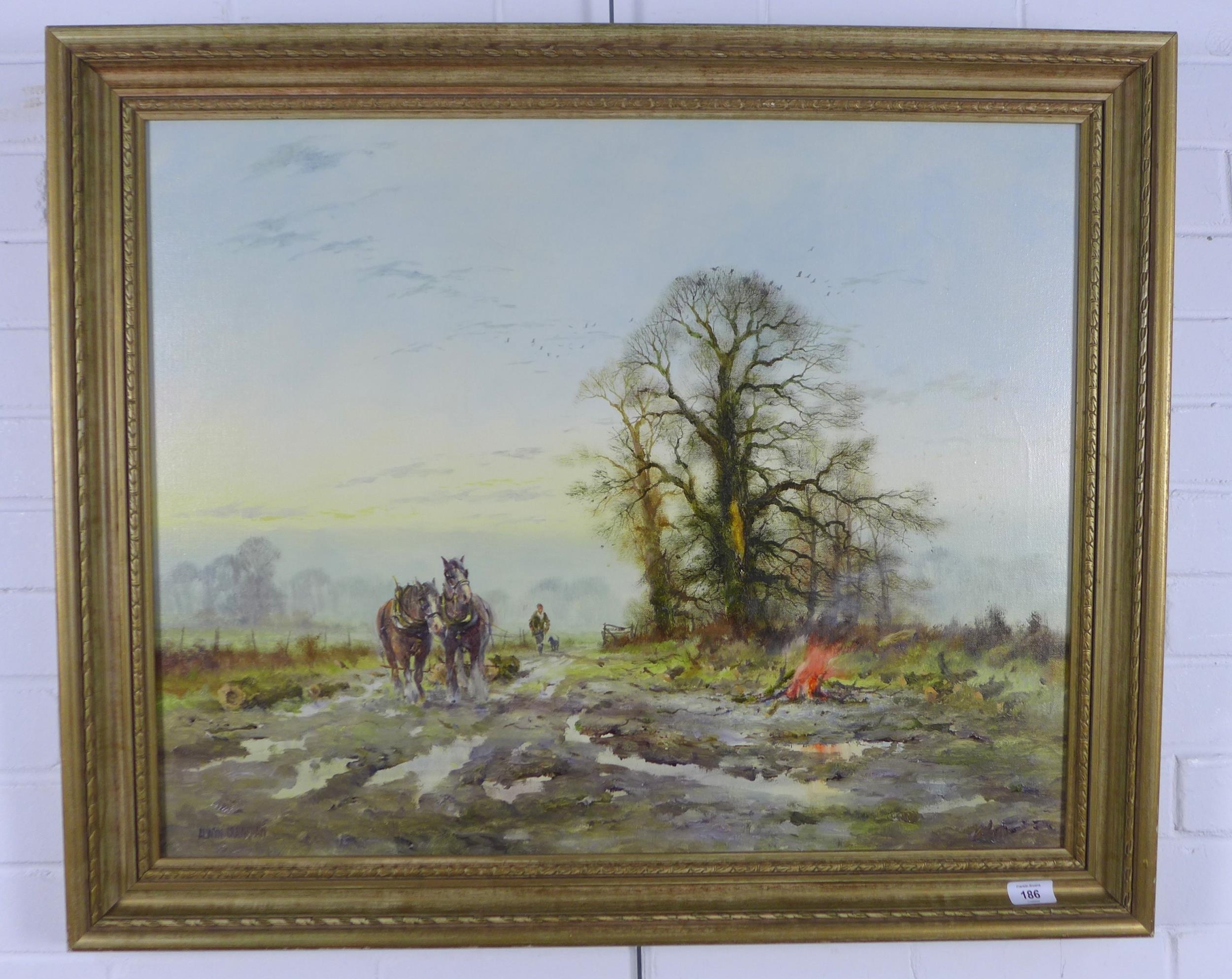 Alwyn Crawshaw | Landscape with working horses | MutualArt