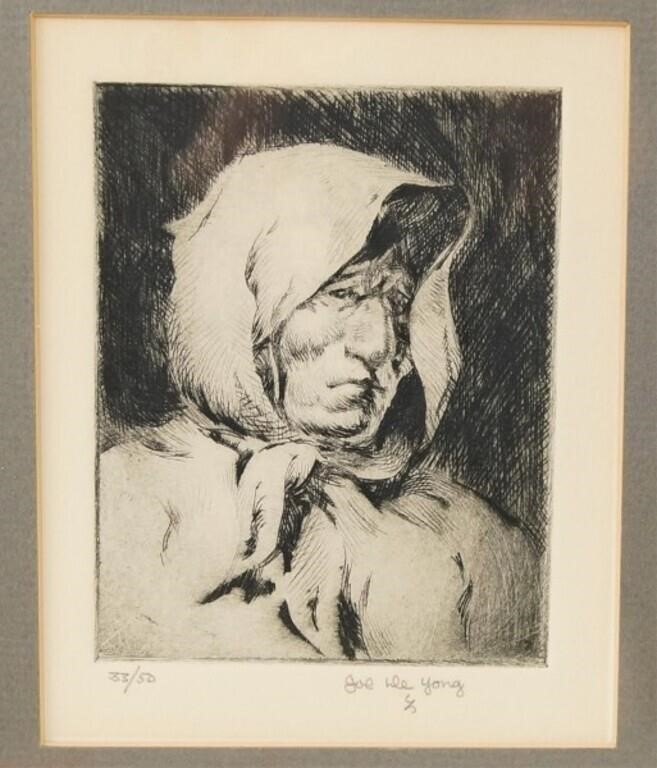 Joe de Yong | Joe de Young etching Crow Woman | MutualArt