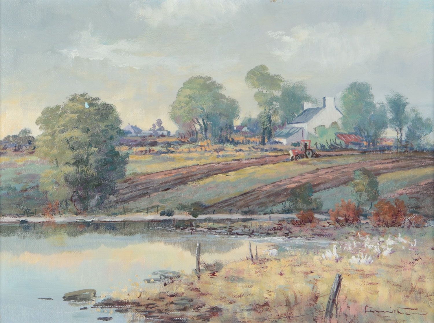 William Cunningham | WORKING IN THE FIELD BY THE LOUGH | MutualArt