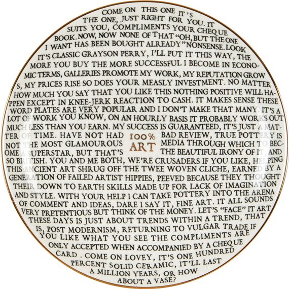 Grayson Perry | GRAYSON PERRY 100% ART CERAMIC PLATE, ON THE REVERSE IS ...