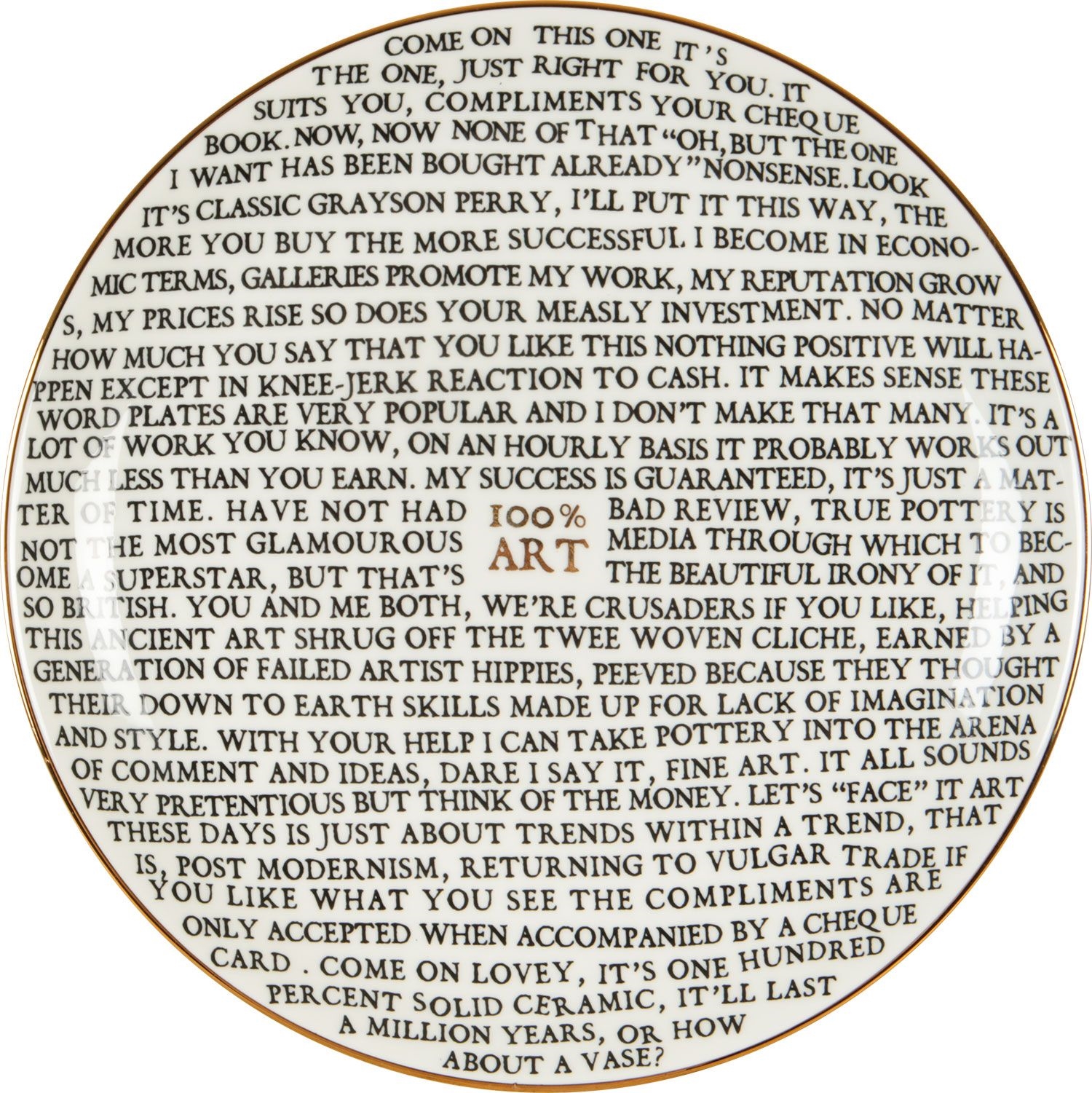 Grayson Perry | GRAYSON PERRY 100% ART CERAMIC PLATE, ON THE REVERSE IS ...