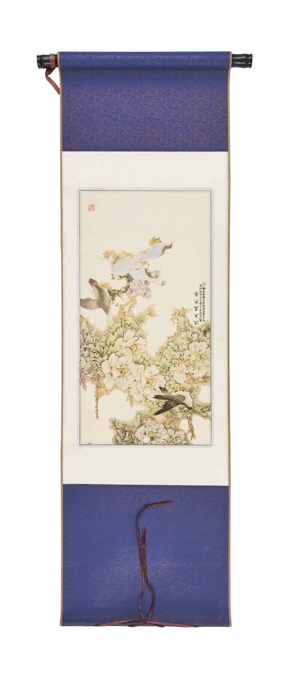 Chinese School | A CHINESE SCROLL PAINTING WITH CALLIGRAPHY | MutualArt