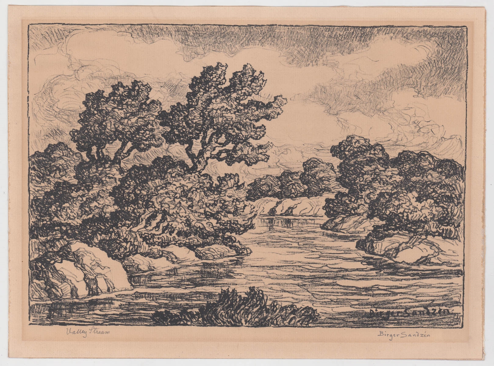 Birger Sandzén | Birger Sandzen Signed Lithograph [Valley Stream ...