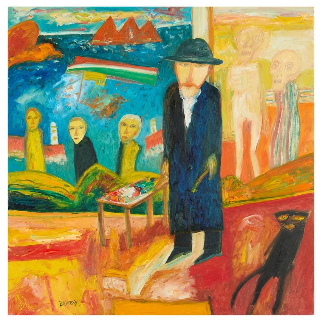 John Bellany | SELF-PORTRAIT WITH BLACK CAT | MutualArt