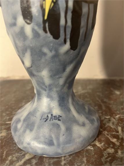 Louis-Auguste Dage | Pair of glazed ceramic vases with high flared ...