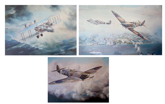Alan Hindle | Three Alan Hindle Prints on canvas of Aircrafts in Flight ...