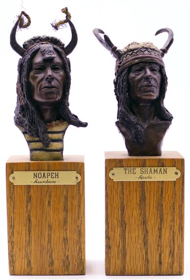Michael Westergard | 2pc Michael Westergard Indian Bust Small Bronze ...