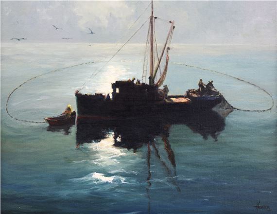 Ellen Henne Goodale | Ellen Henne Goodale ''Fishing Boat'' Oil | MutualArt