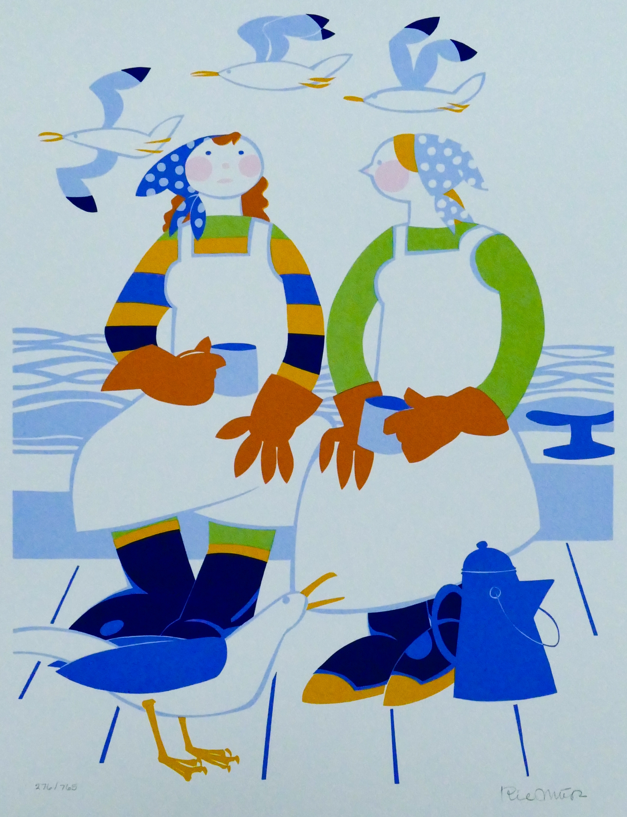 Rie Muñoz | Rie Munoz ''Coffee Break'' 1994 Signed Serigraph (1994 ...