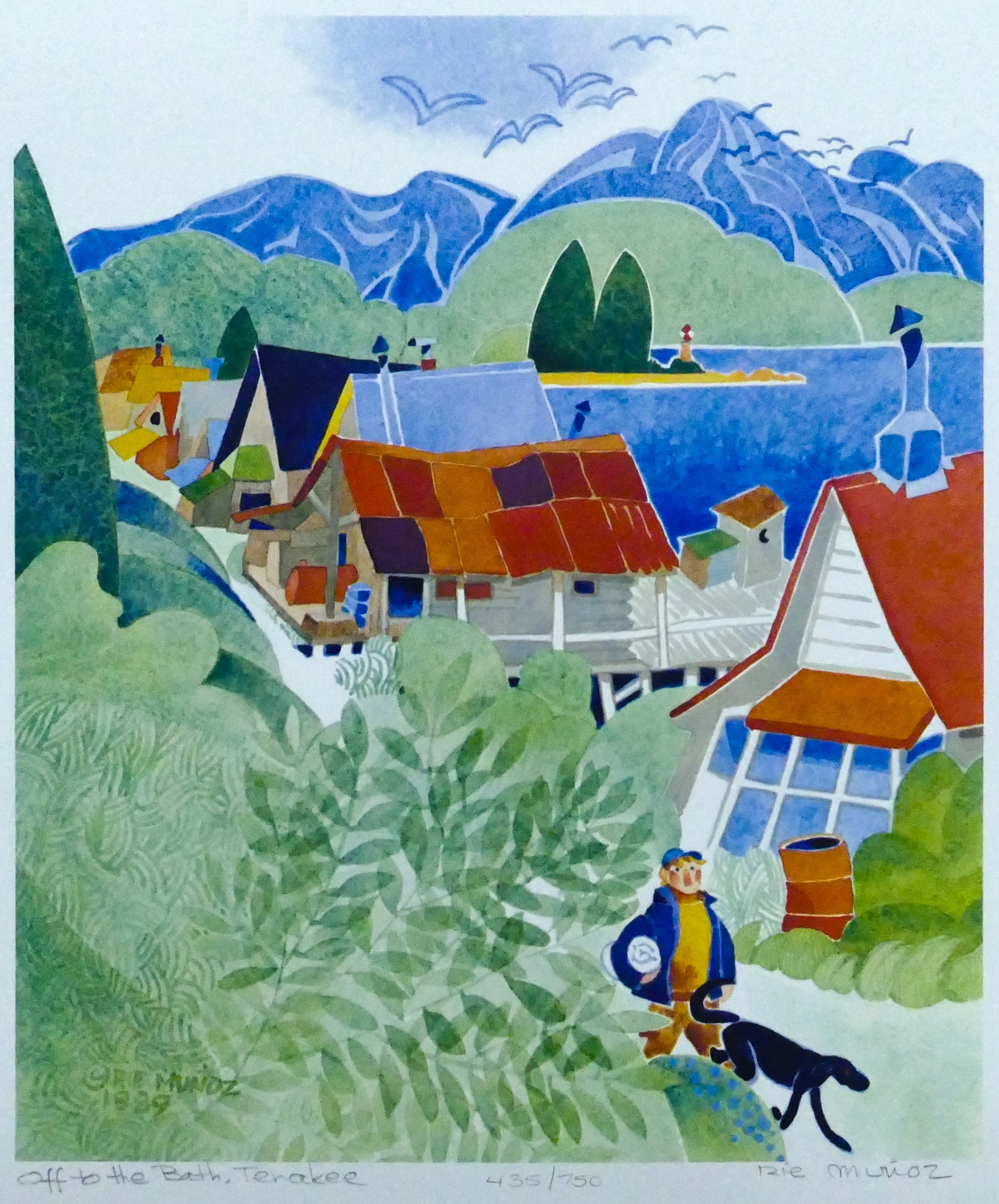 Rie Muñoz | Rie Munoz ''Off to the Bath, Tenakee'' 1989 Signed (1989 ...
