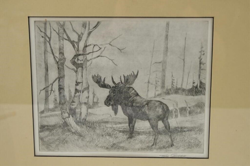 Tom Sanders | Tom Sanders etching - Moose | MutualArt