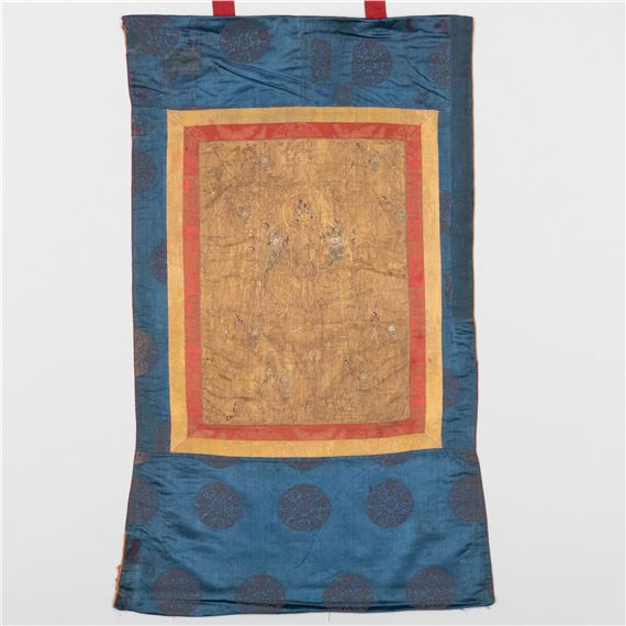 Tibetan School | Tibetan Gold Ground Painting of Green Tara | MutualArt