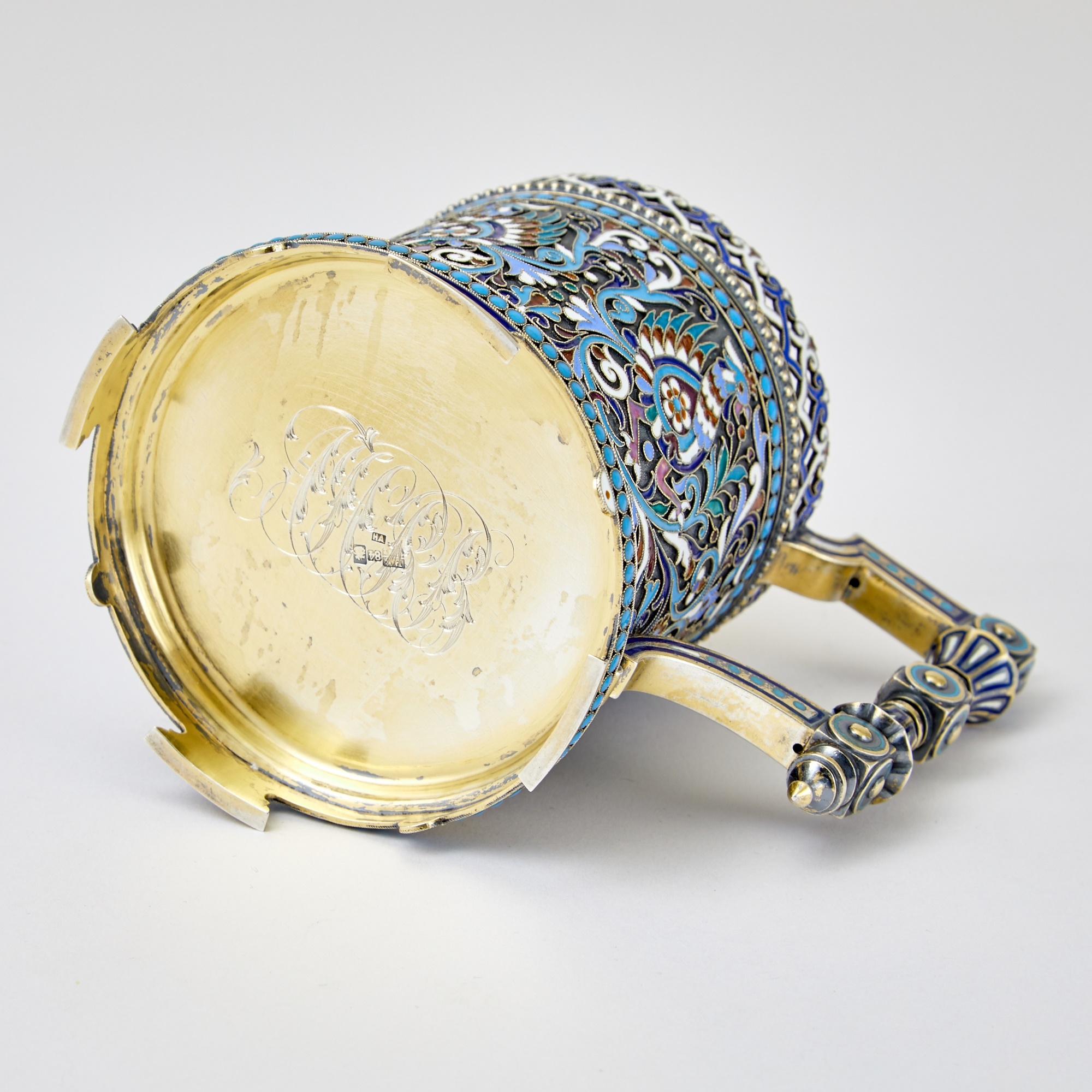 Nikolai Alekseev | Russian Parcel-Gilt Silver and Cloisonné Enamel Tea ...