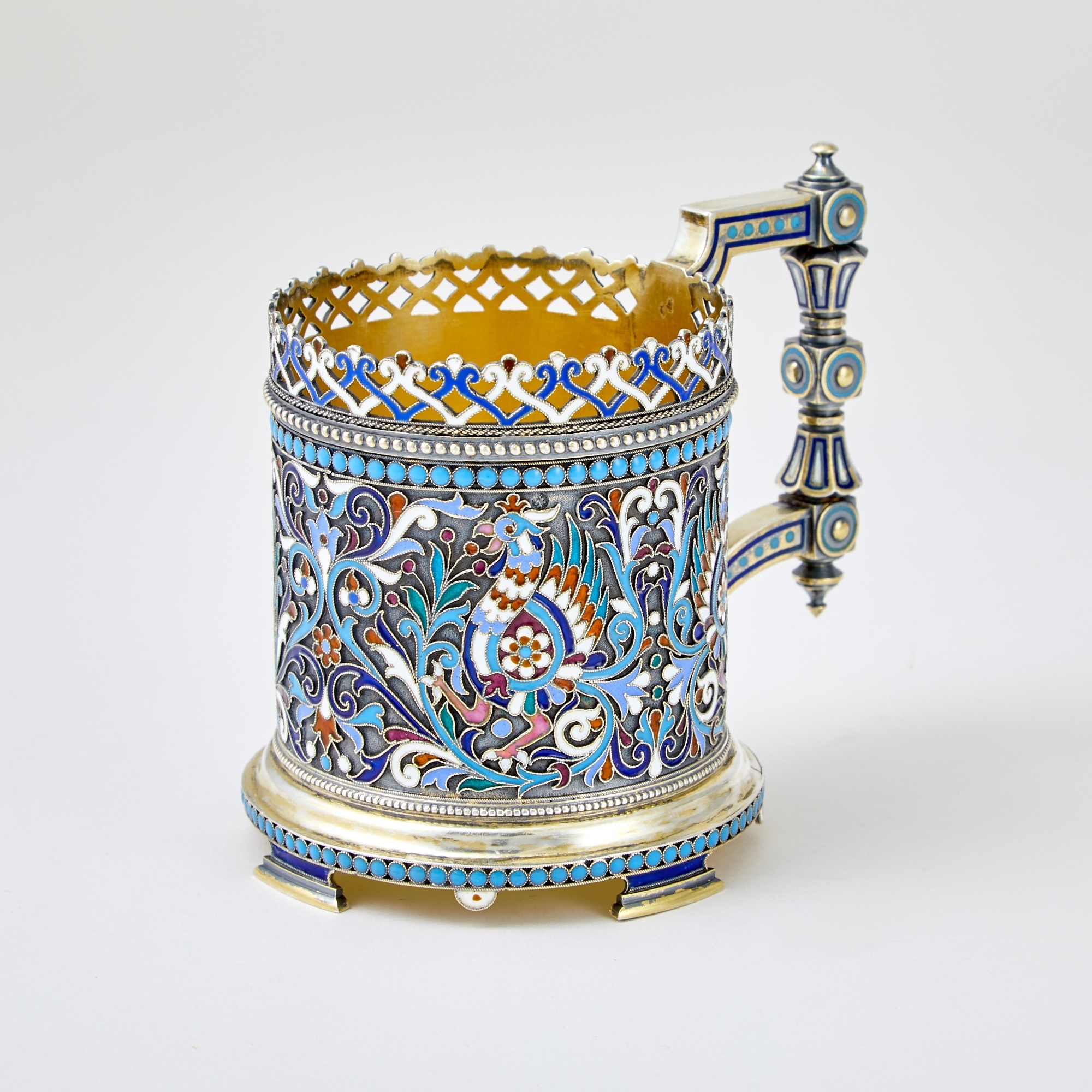 Nikolai Alekseev | Russian Parcel-Gilt Silver and Cloisonné Enamel Tea ...