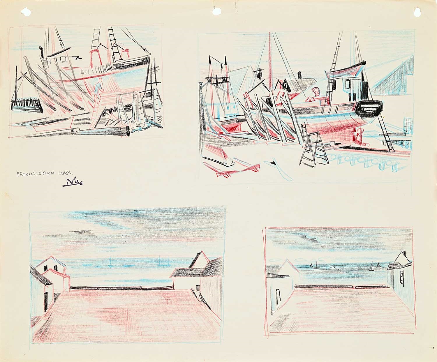 Illingworth Holey Kerr | Provincetown Mass. [Four Drawings (Circa 1954 ...