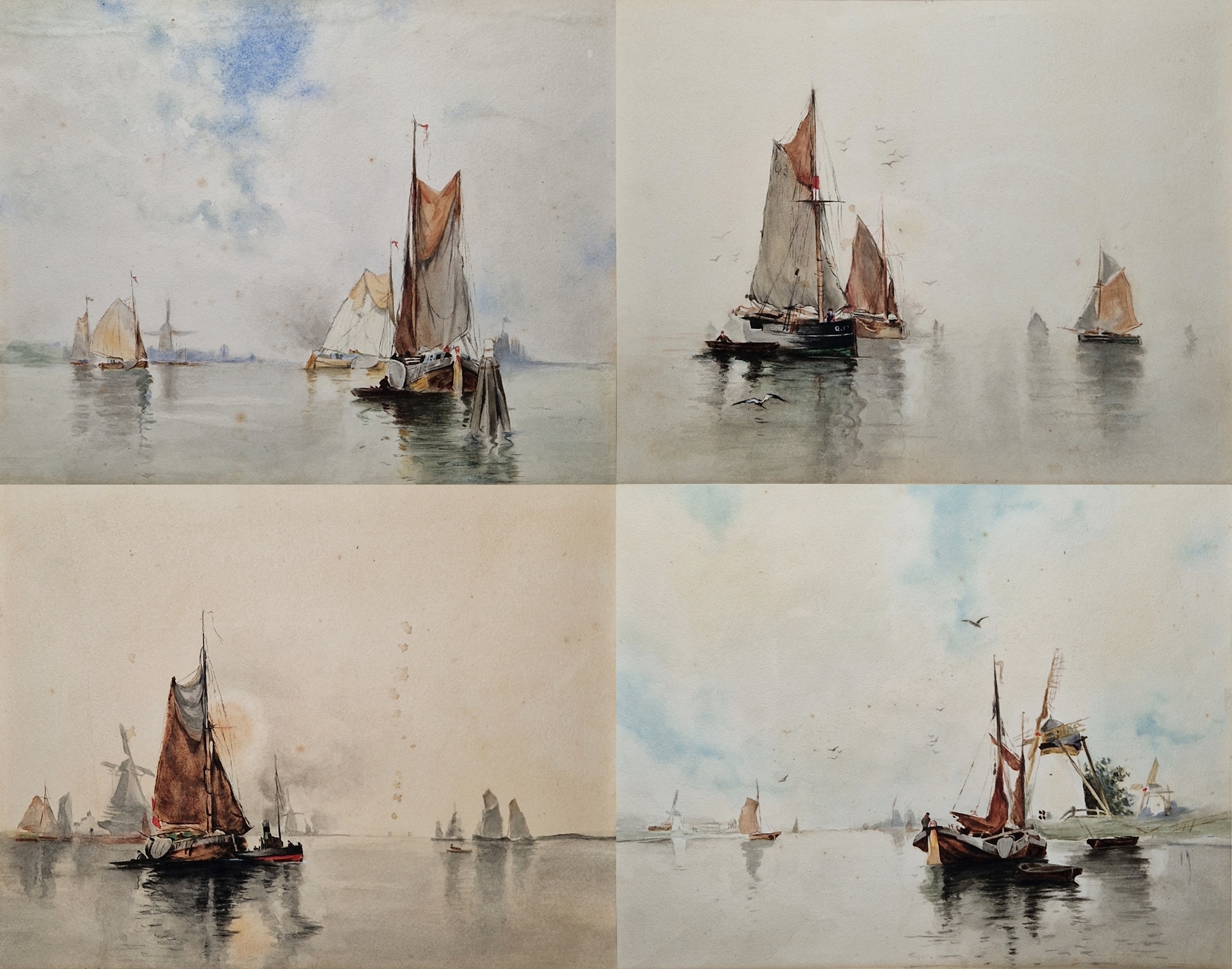 Dutch School, 19th Century | Set of four watercolour drawings depicting ...