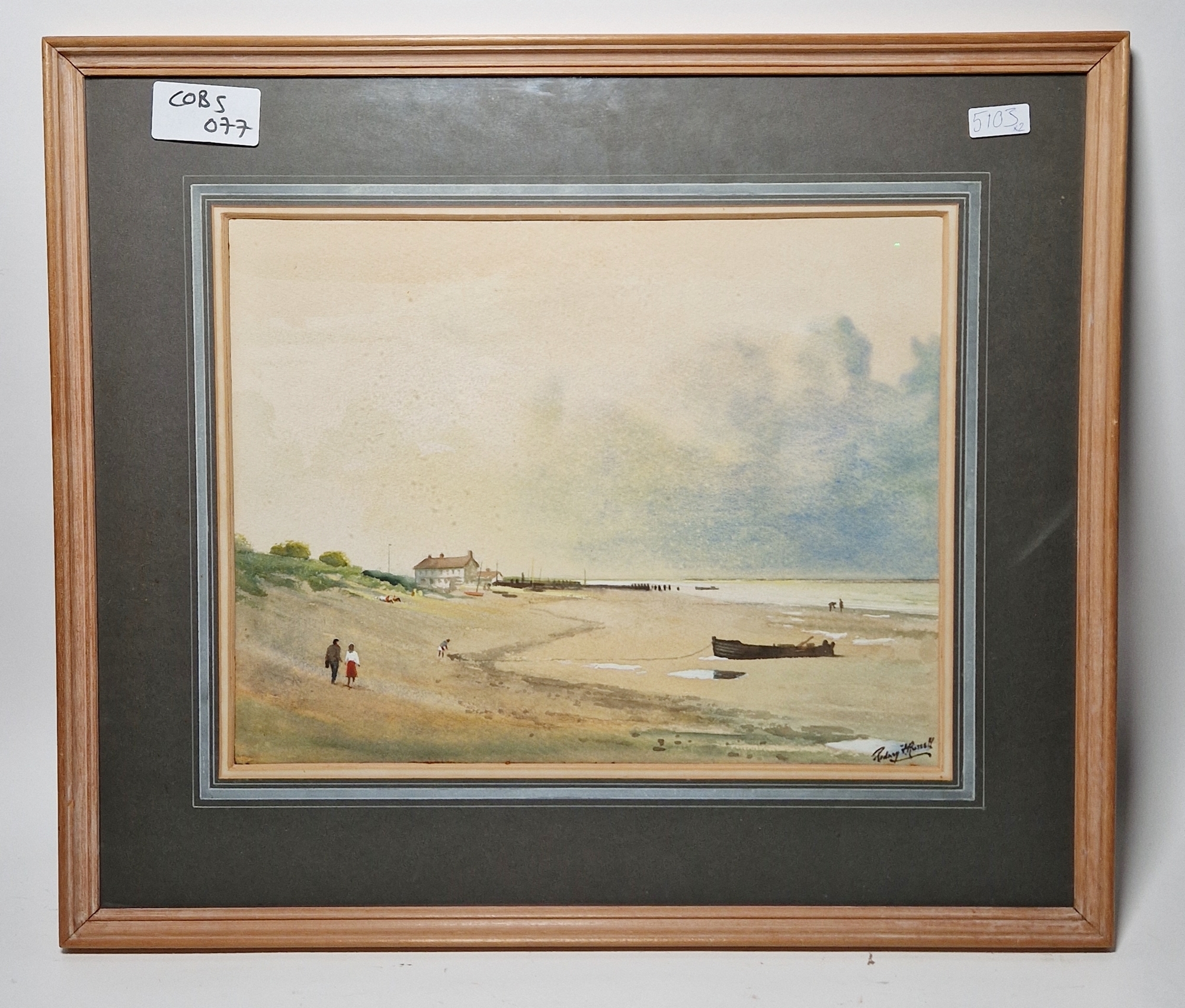 Rodney Fryer Russell | Coastal scene with figures on a beach | MutualArt