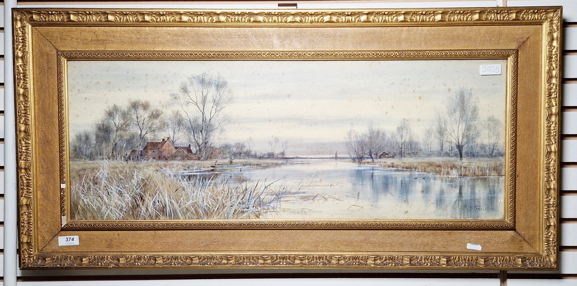 Robert Winchester Fraser | River landscape with figures in a boat ...