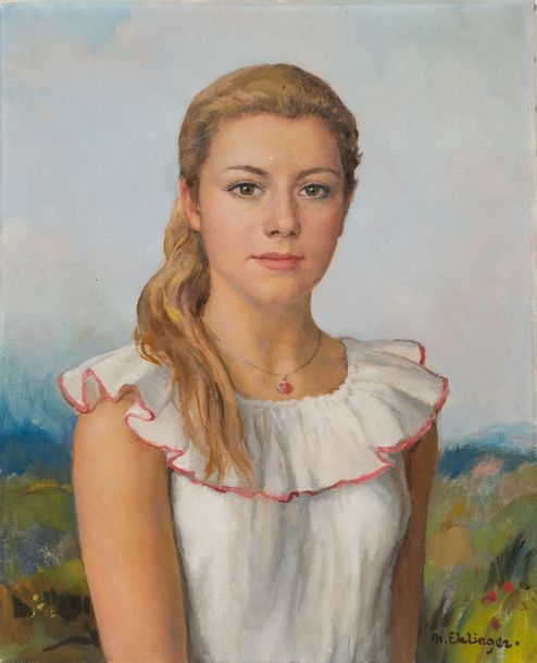 Maurice Ehlinger | Portrait of a young girl. Oil on canvas. Signed ...