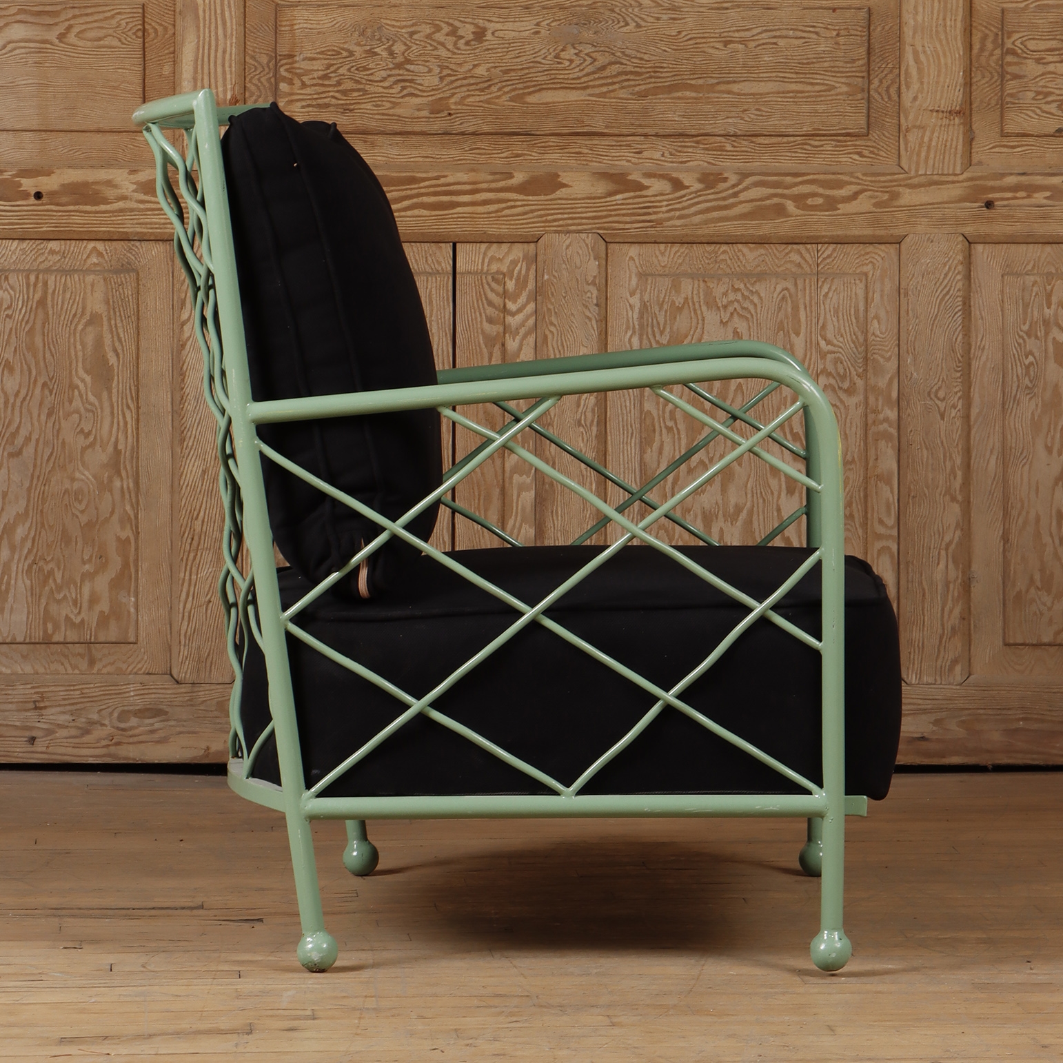 Jean Royère | Pair of painted iron arm chairs in the manner of Jean ...