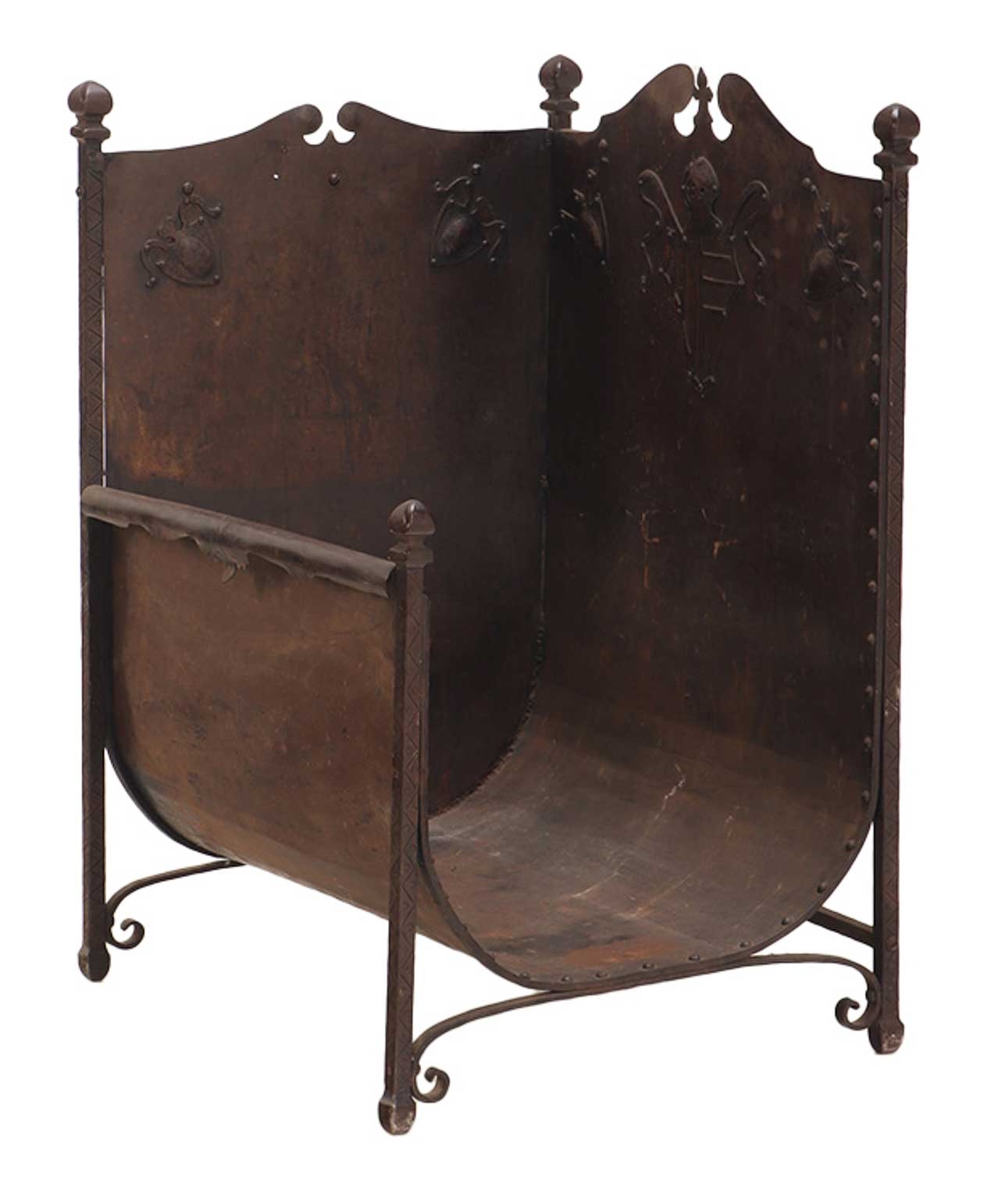 Samuel Yellin | Hand wrought iron log holder in the manner of Samuel ...
