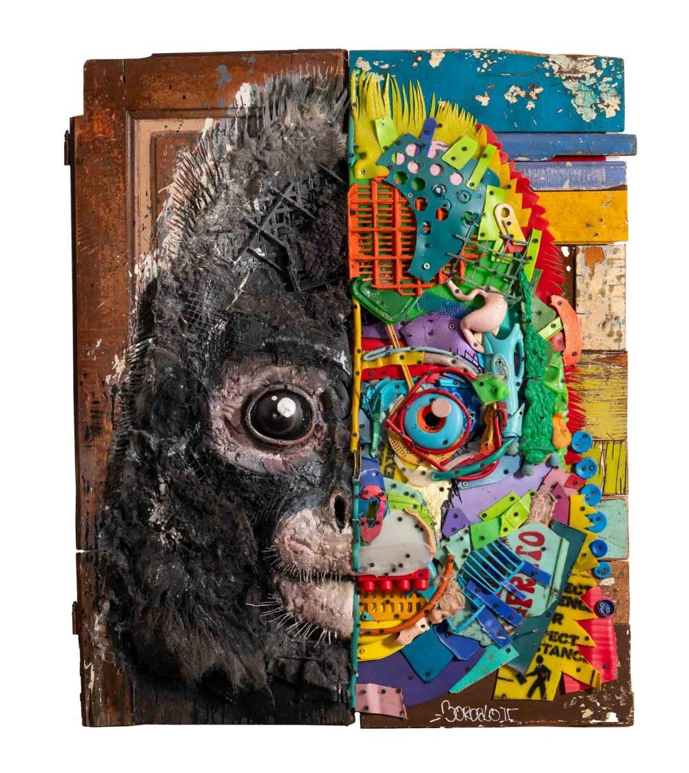 Bordalo II | Young Macaque - Série: Small Trash Animals - Half | MutualArt