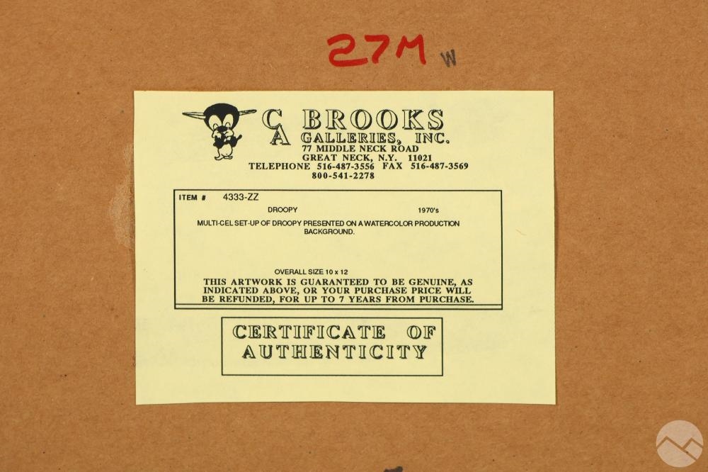 Tex Avery | Droopy Dog Authentic Cartoon Animation Cel and COA | MutualArt