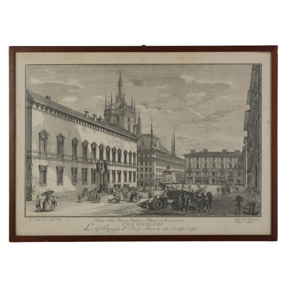 Domenico Aspari | Titled, Veduta della Piazza Fontana e Palazzo ...