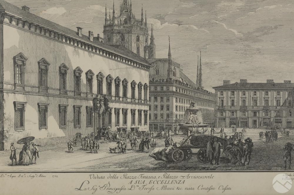 Domenico Aspari | Titled, Veduta della Piazza Fontana e Palazzo ...