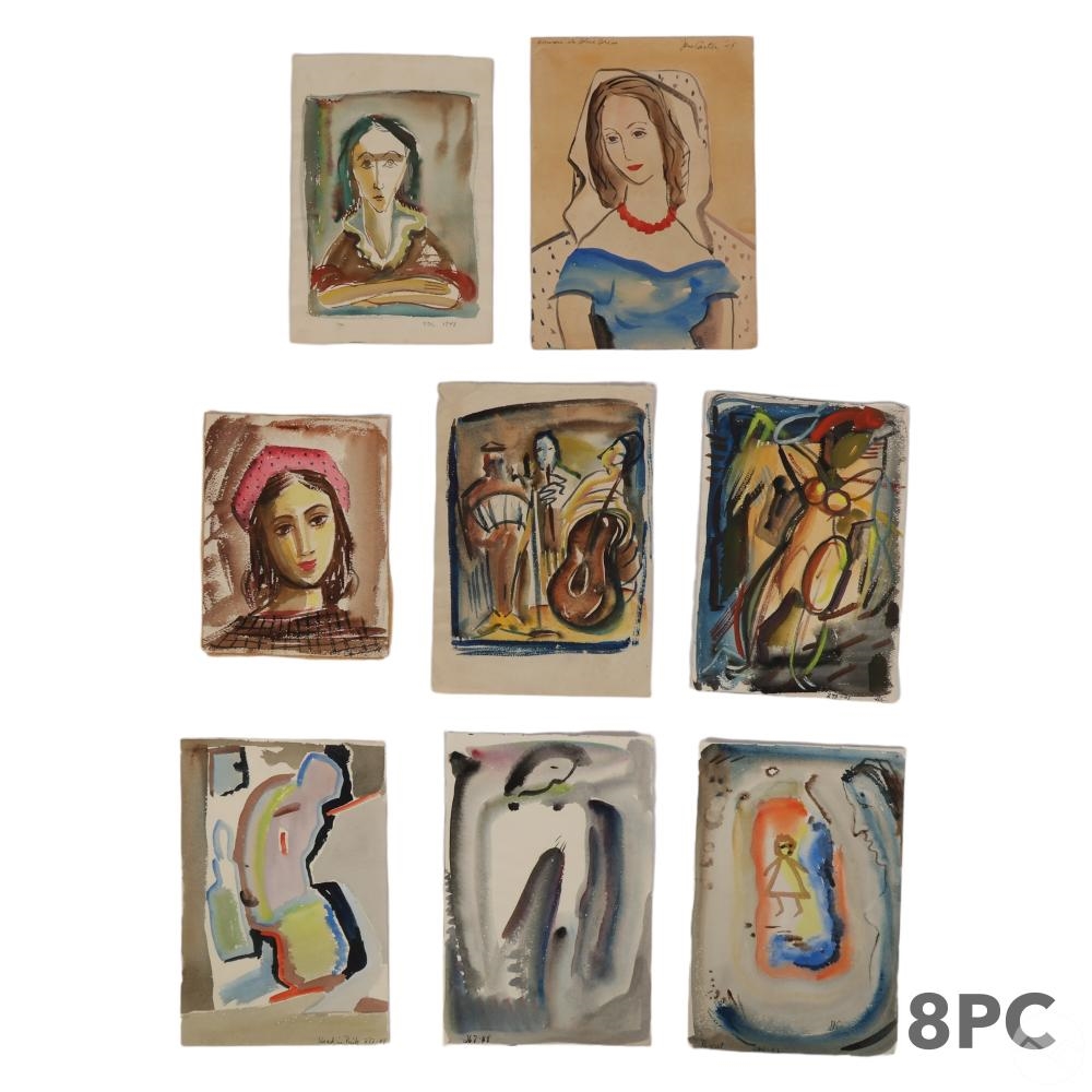 Jane Downs Carter | Jane Carter 1918-2005 Watercolor Paintings 8pc LOT ...